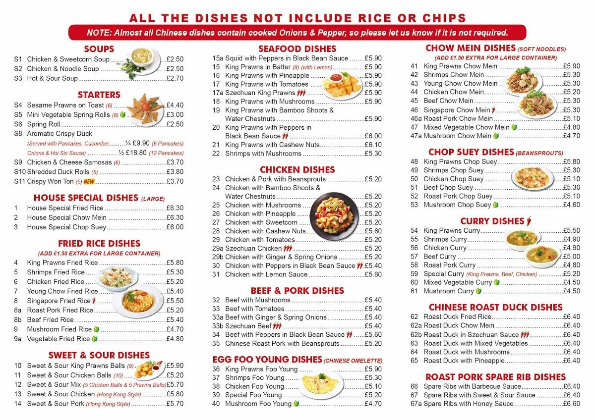 Menu at Wayside Chinese Takeaway restaurant, Bude-Stratton