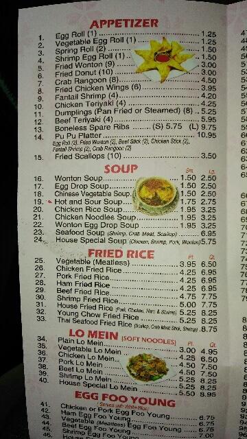 Menu at Wong's Golden Wok restaurant, Columbus