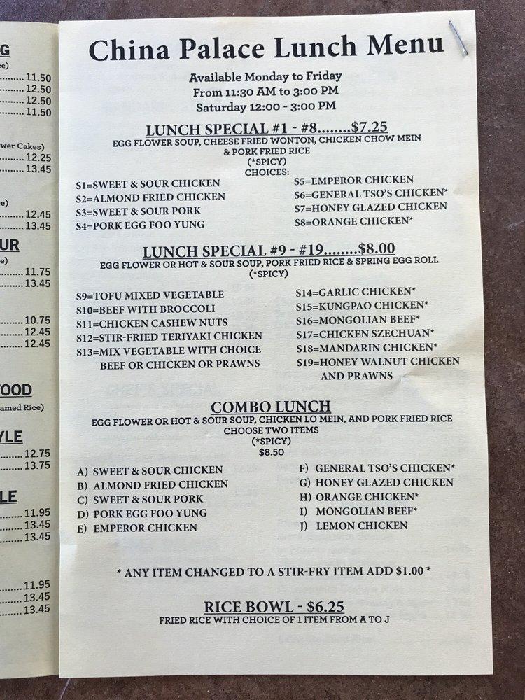 Menu at China Palace Restaurant, Bellingham