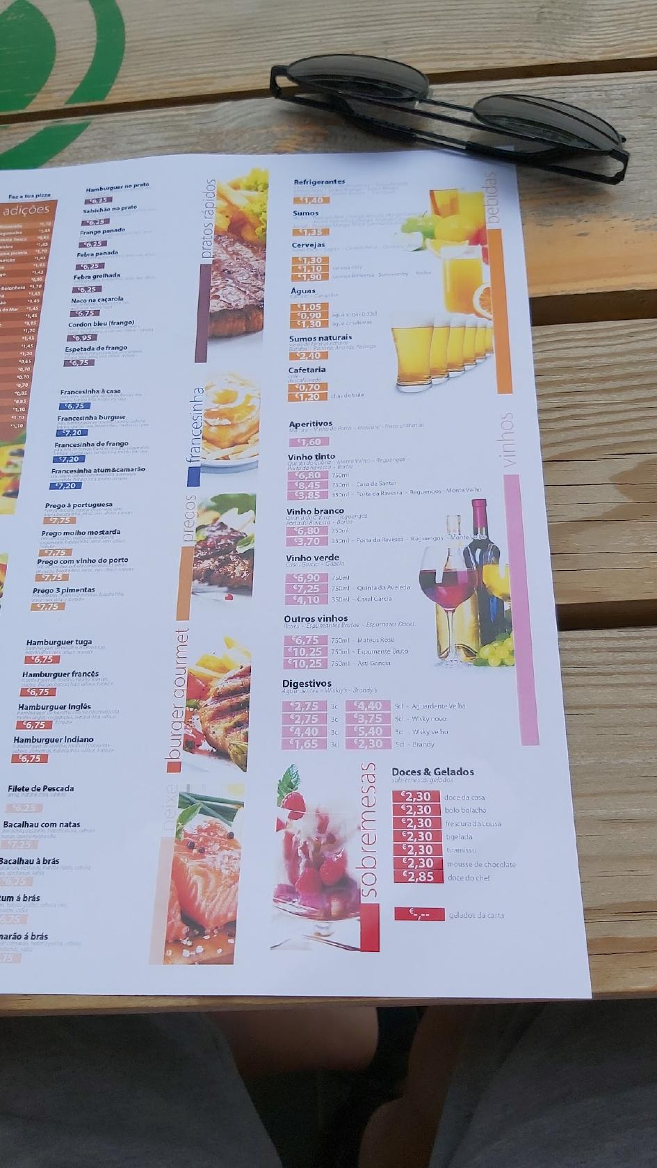 Menu em Foodstore restaurante, Lousã