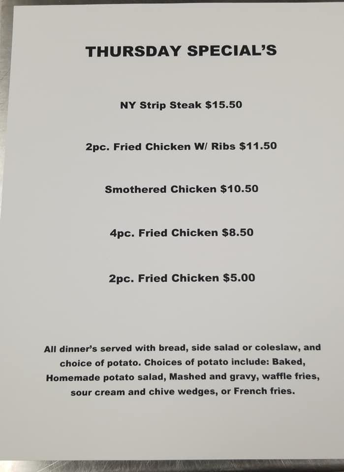 Menu at Four Season's Restaurant & Bakery, Redgranite