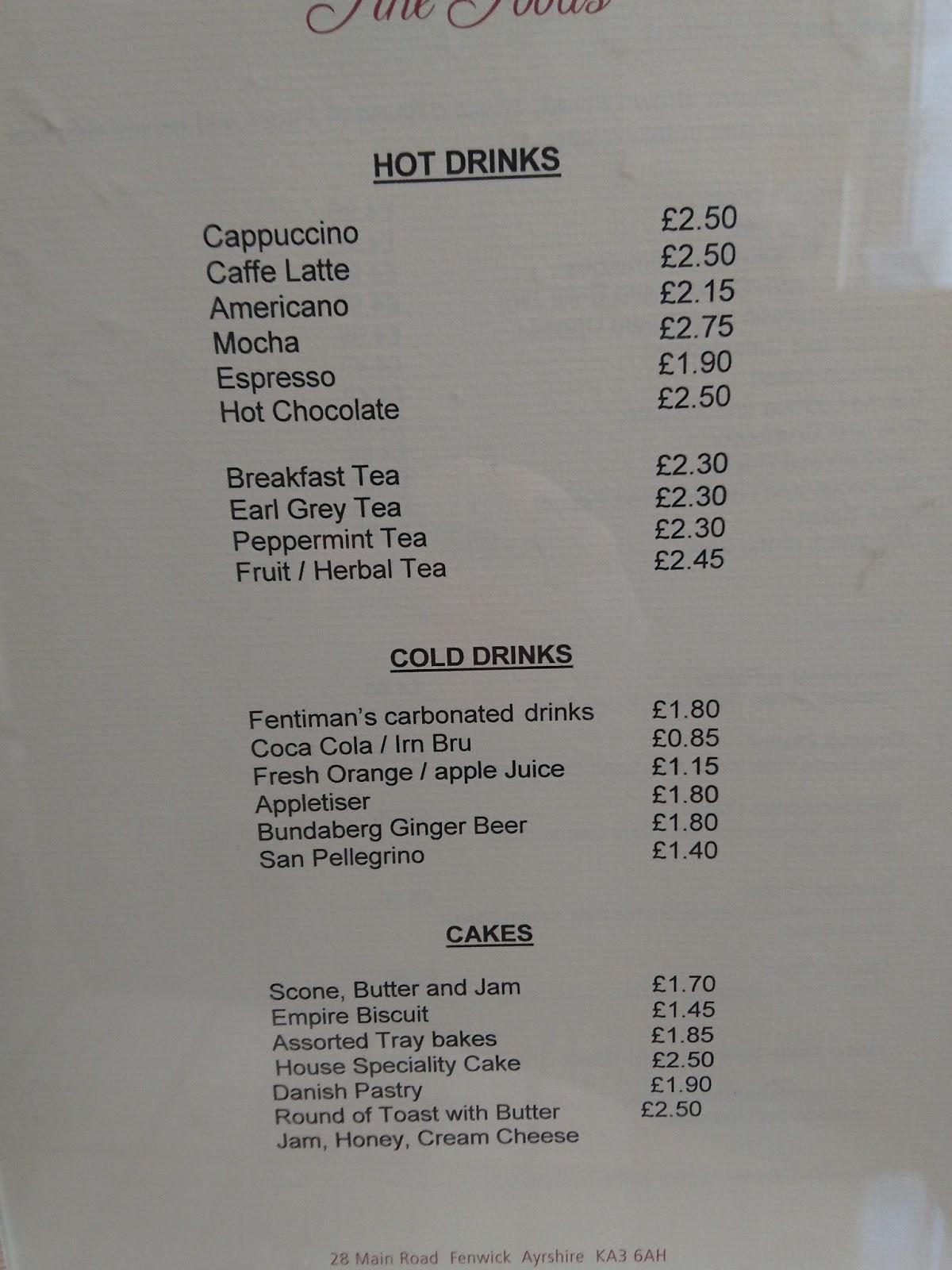 Menu at Logan’s Larder restaurant, Fenwick