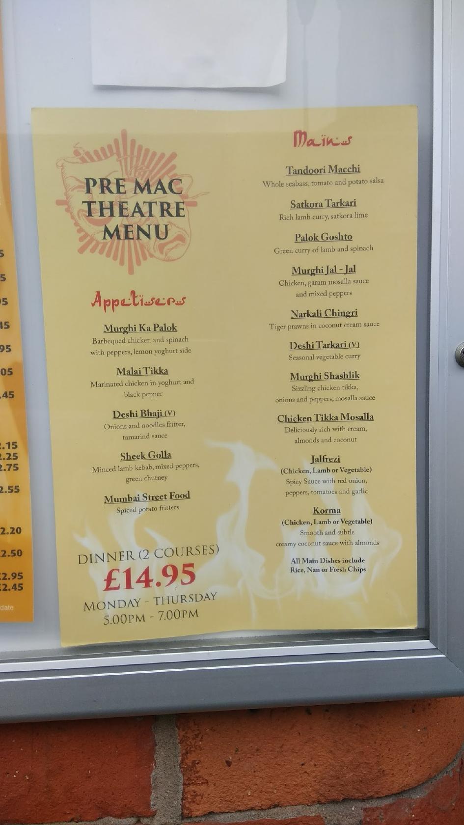 Menu at Mumbai 27 restaurant, Belfast