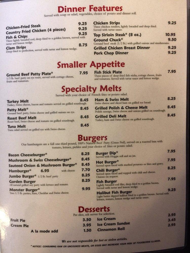 Menu at Paul's Restaurant, Vancouver