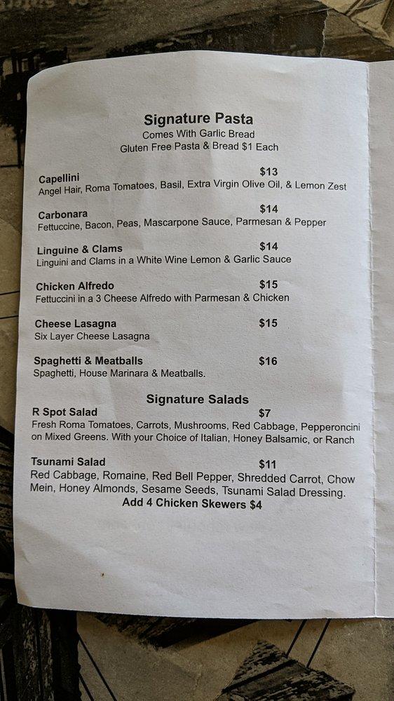 Menu at R Spot Takeout and Eatery restaurant, Sisters