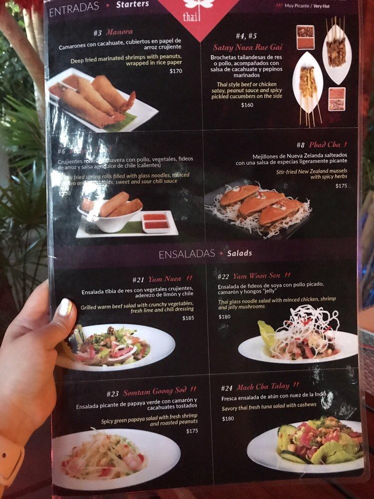 Menu at ElefanThai restaurant, Cancún, Km12.5