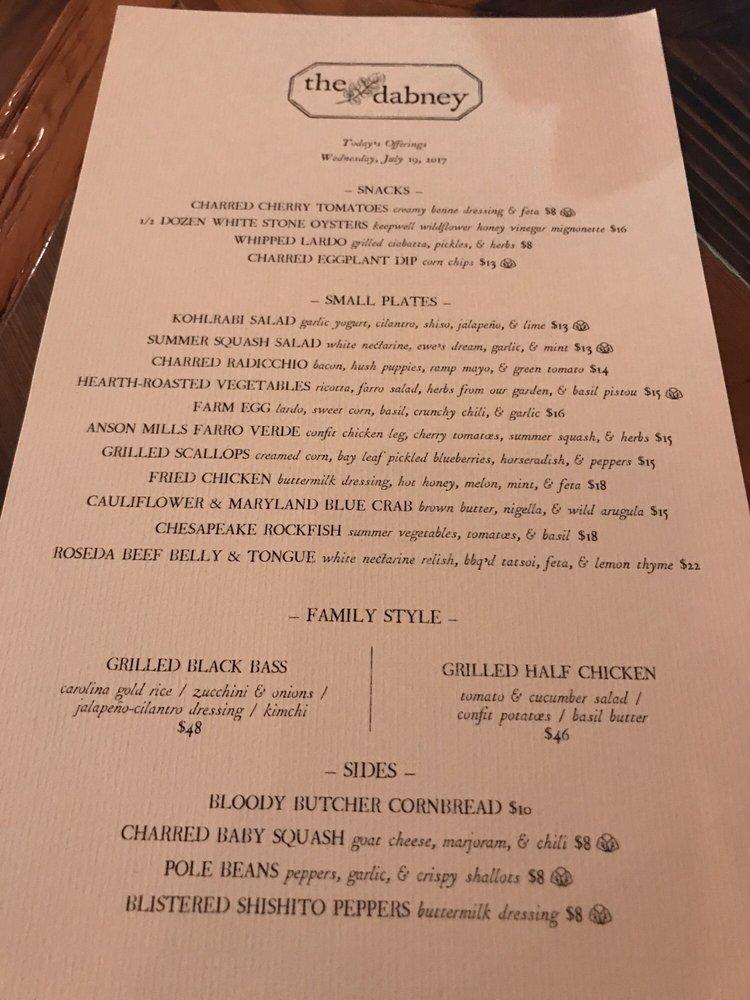 Menu at The Dabney pub & bar, Washington