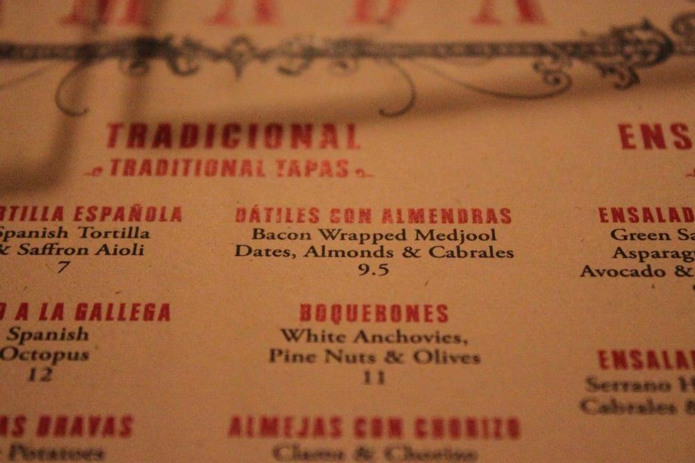 Menu at Amada pub & bar, Philadelphia