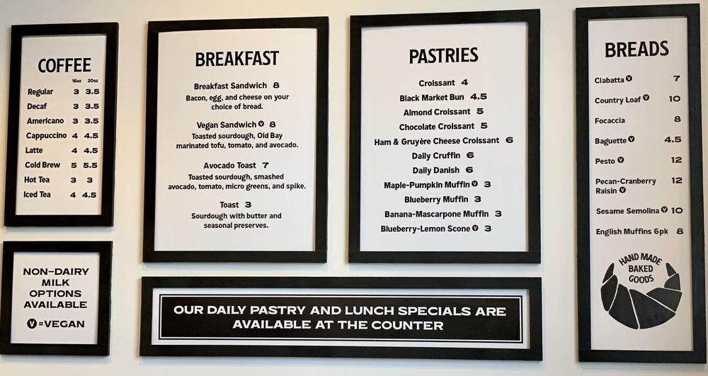 Menu at Black Market Bakers Edgewater restaurant, Edgewater