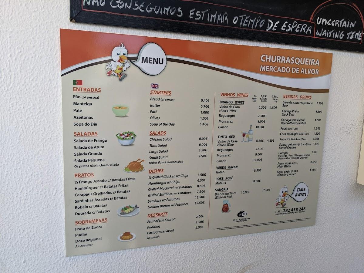 Menu em Mercado de Alvor restaurante, Alvor