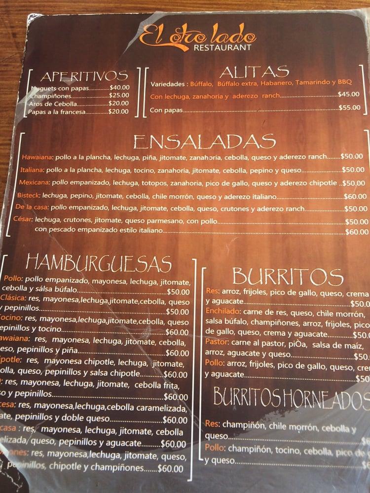 Menu at El Otro Lado Menu restaurant, San José Iturbide