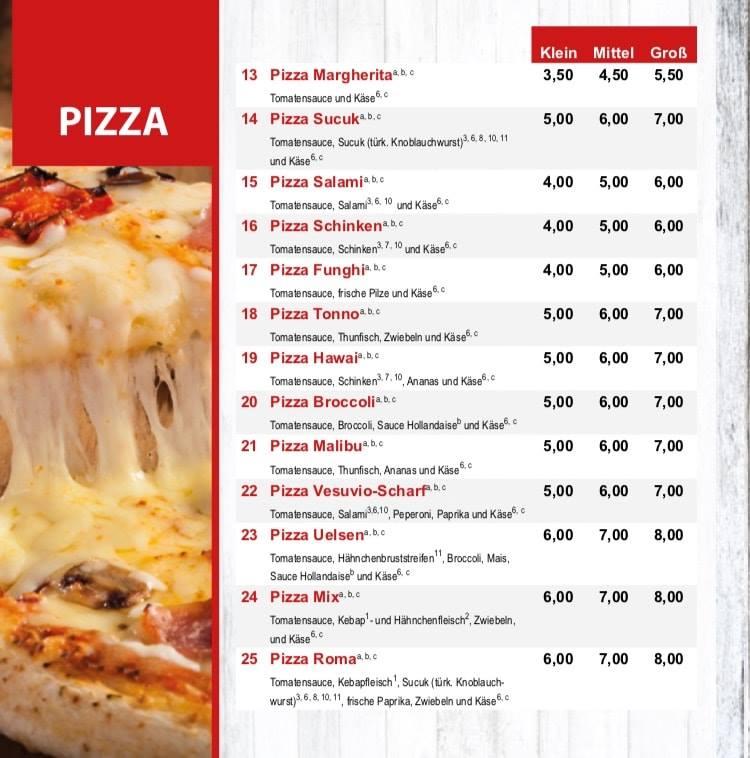Speisekarte von Pizzeria Istanbul, Uelsen