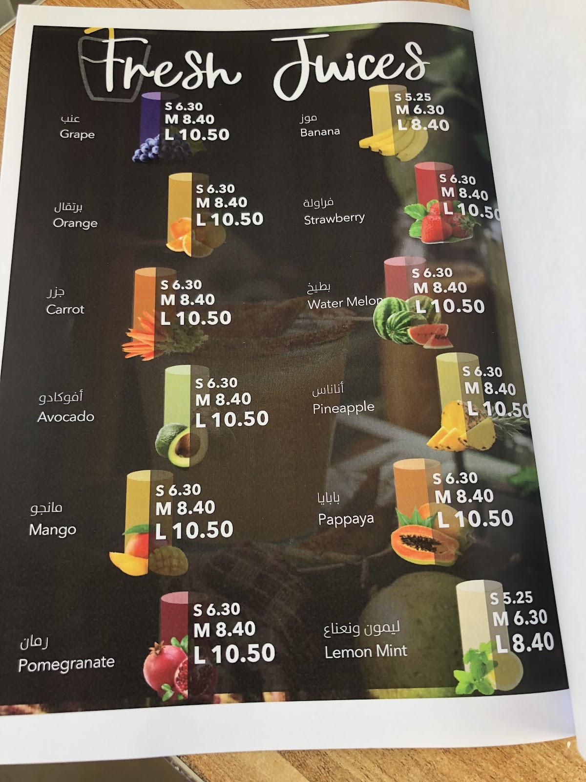 Menu at Mr karak Cafeteria, Abu Dhabi