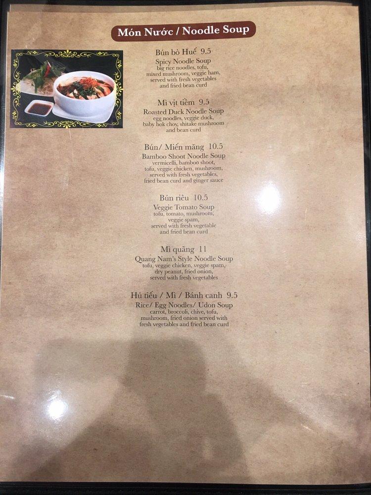 Menu at New Hoa Dang Vegetarian Restaurant, San Jose