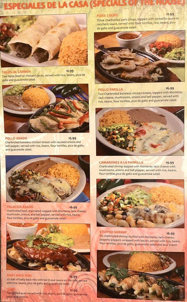 Menu at Palacios Mexican Restaurant, Palacios