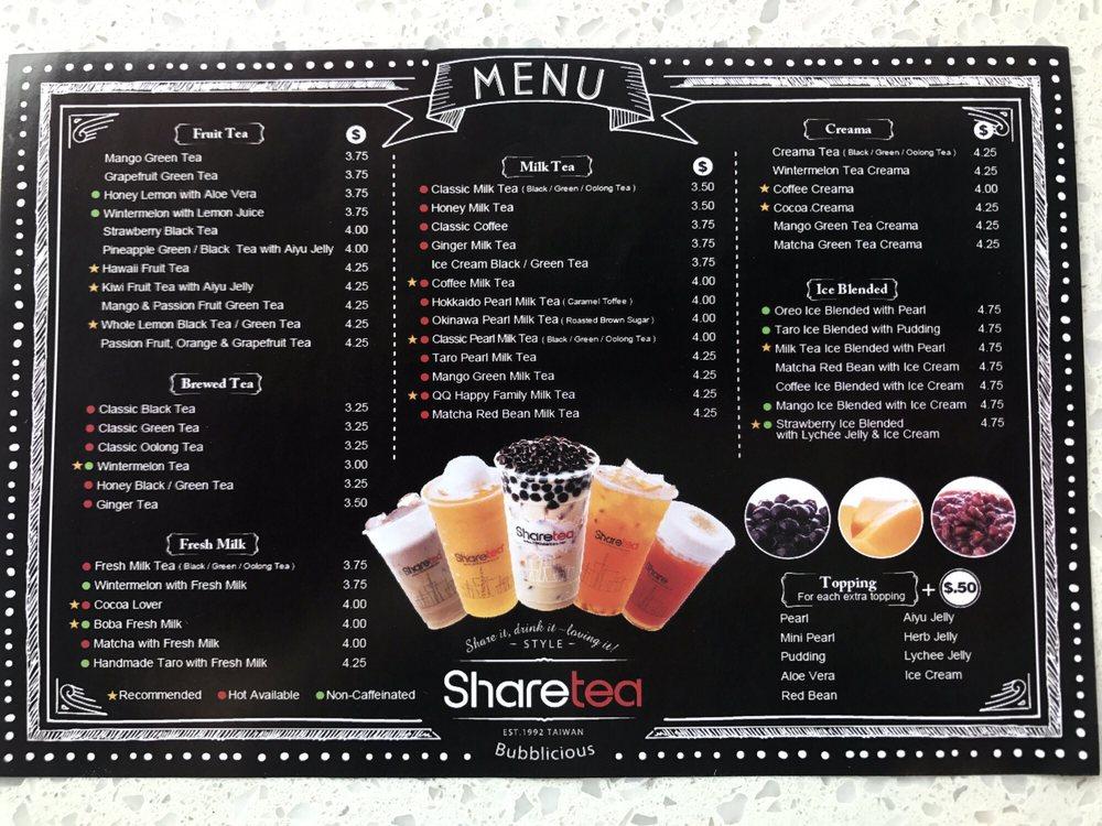 Menu at Sharetea pub & bar, Renton