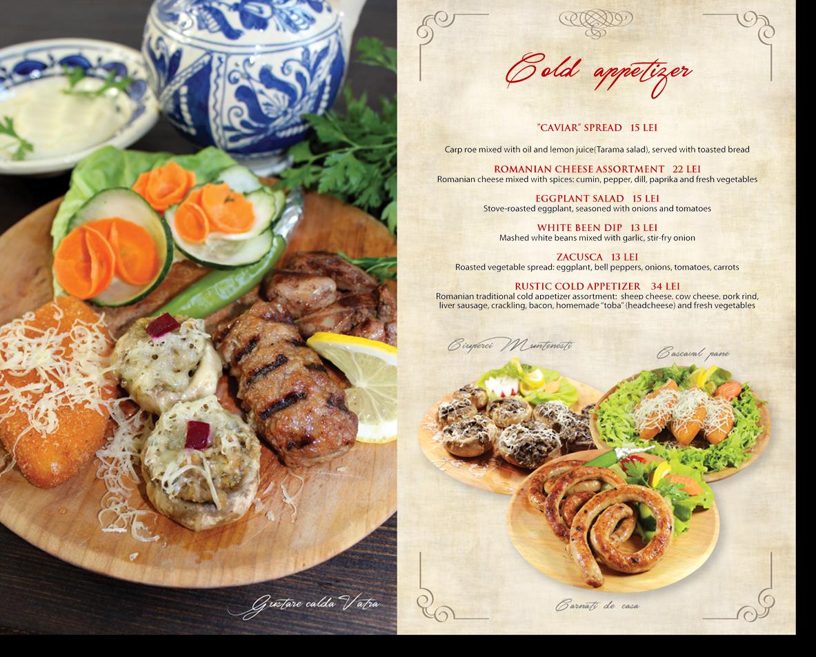 Menu at Vatra, Bucharest, Strada Ion Brezoianu 19