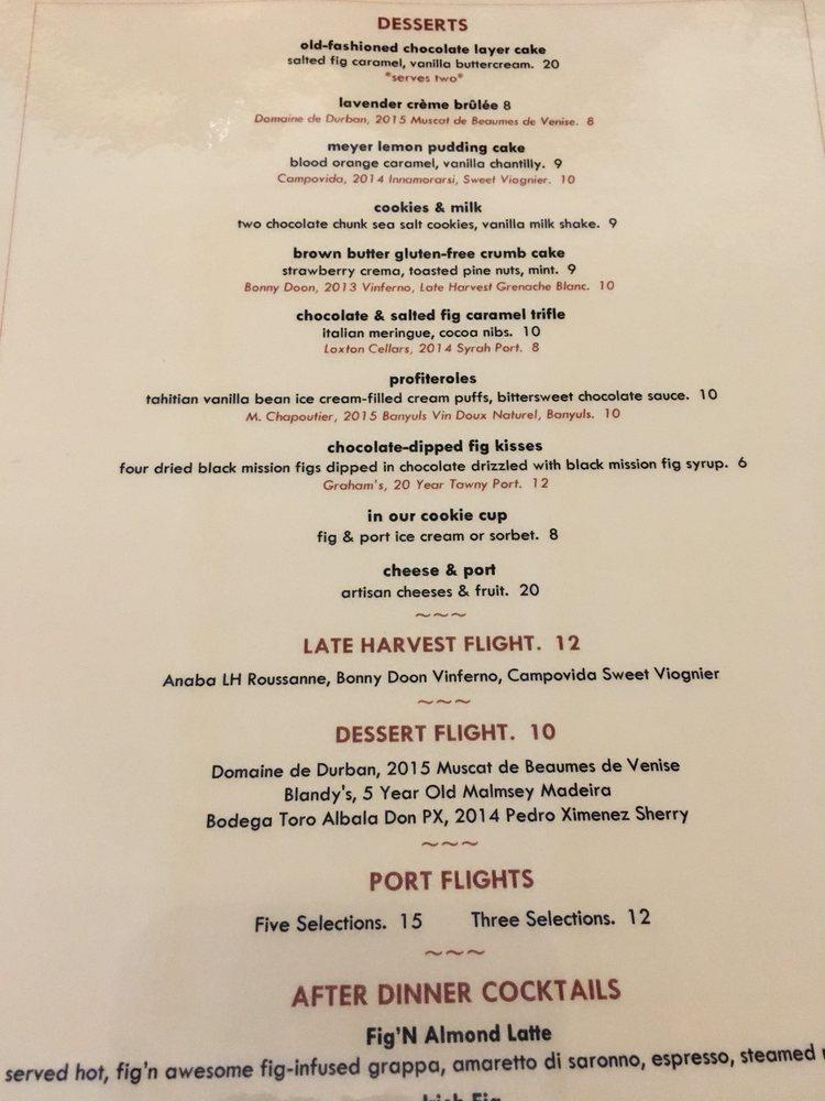Menu at the girl & the fig pub & bar, Sonoma