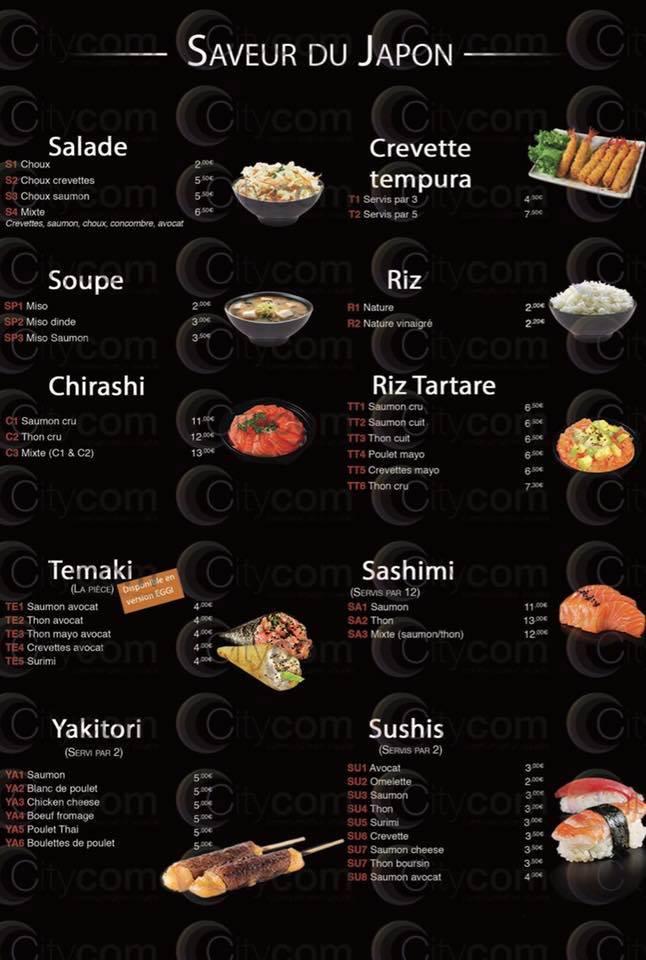Carta del restaurante California sushi, Argenteuil