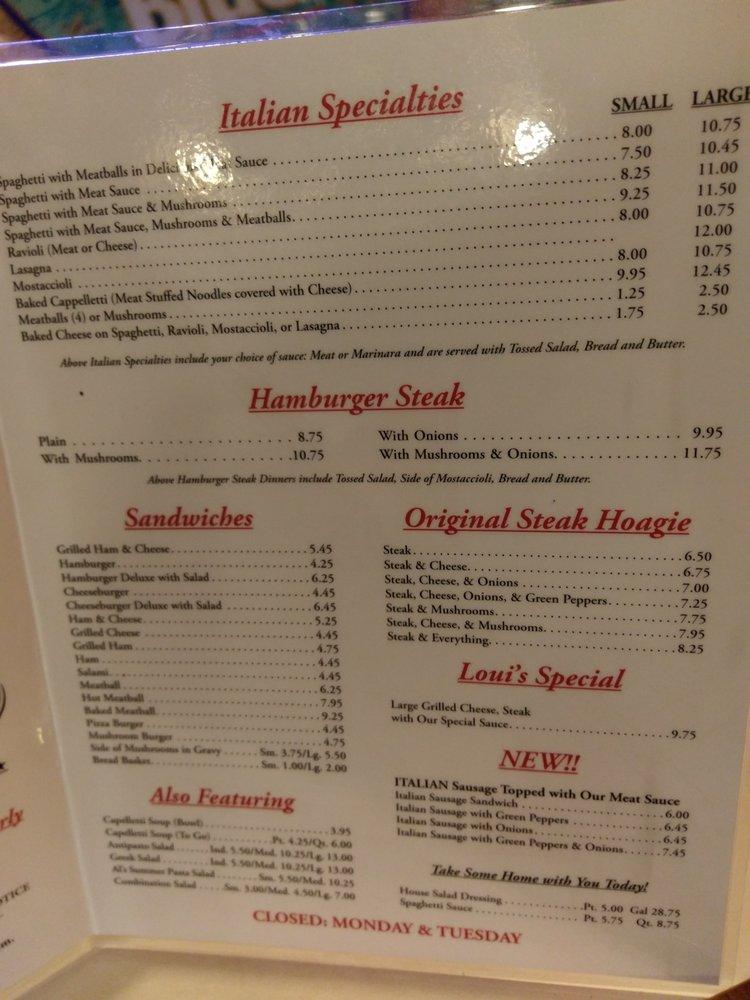 Menu at Loui's Pizza pizzeria, Hazel Park