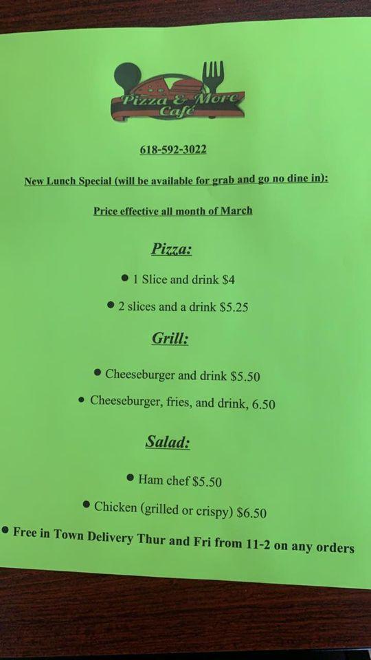 Menu at Pizza & More pizzeria, Oblong