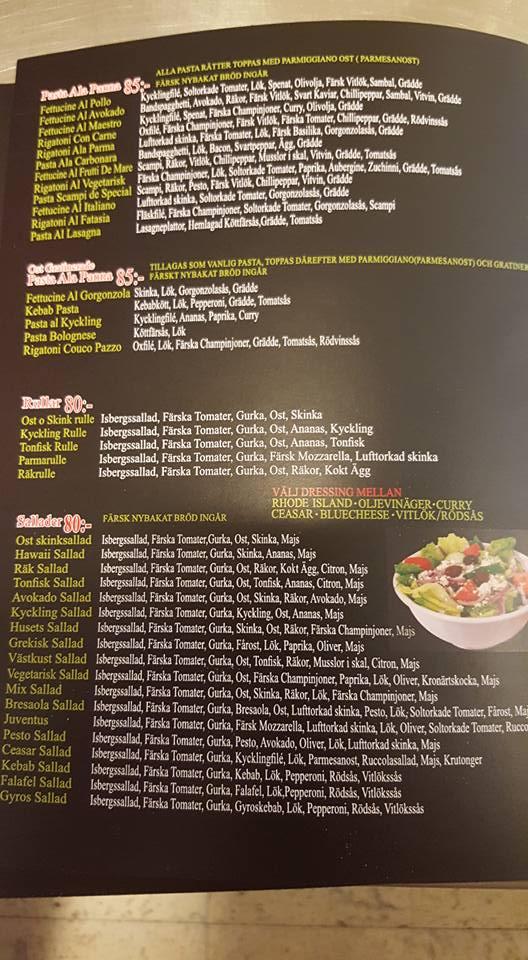 Menu at Pizzeria Cuoco Pazzo, Järna