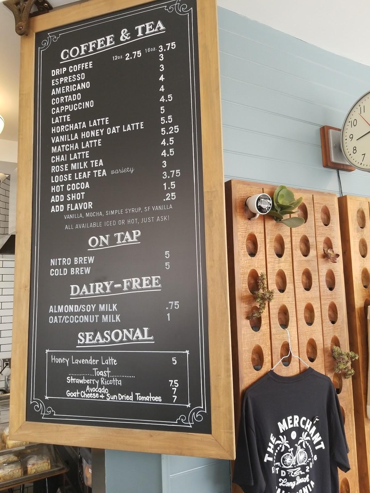 Menu at The Merchant restaurant, Long Beach