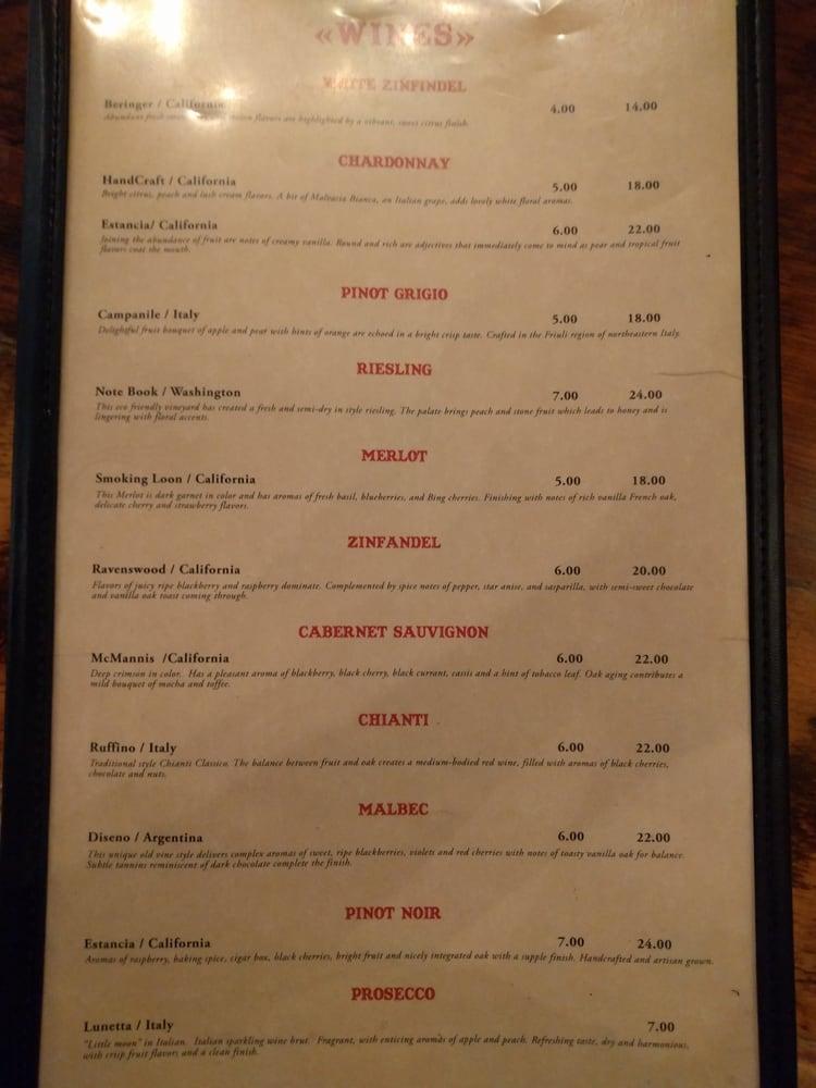 Menu at Wild West Pizzeria & Saloon, West Yellowstone