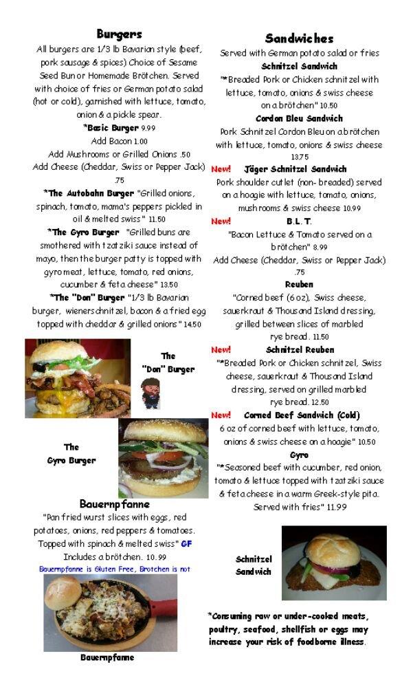 Menu at Autobahn 101 pub & bar, Lincoln City