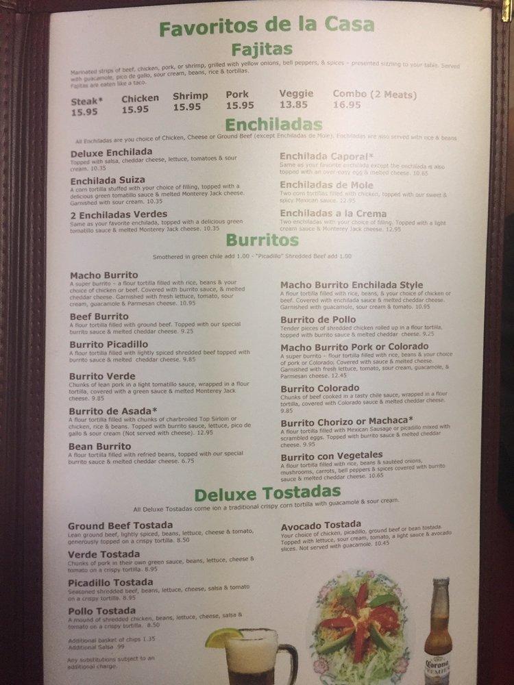 Menu at El Caporal Family Mexican Restaurant, Cañon City, Main St