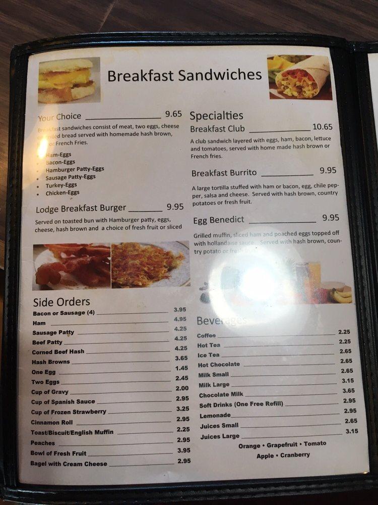 Menu at Lodge Coffee Shop restaurant, Citrus Heights