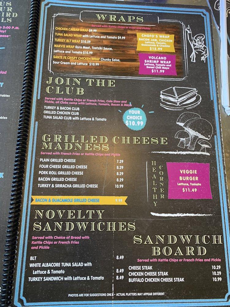 Menu at Marvis Diner restaurant, Wildwood