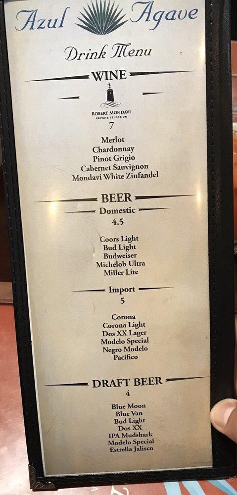 Menu at Azul Agave restaurant, Lake Havasu City