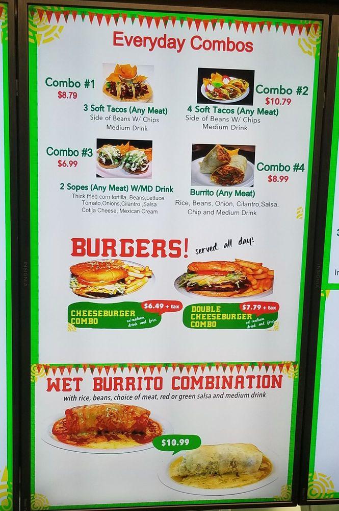 Menu at Durango Taco Shop restaurant, Las Vegas, E Flamingo Rd