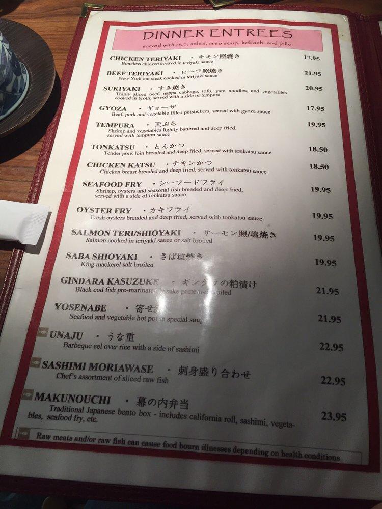 Menu at Koharu Japanese Restaurant, Federal Way