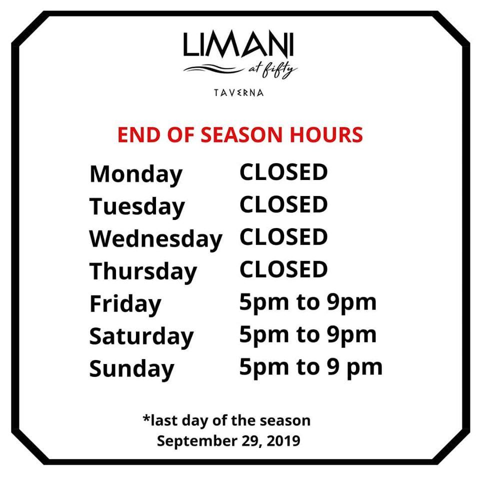 Menu at Limani At Fifty Taverna restaurant, Hamilton