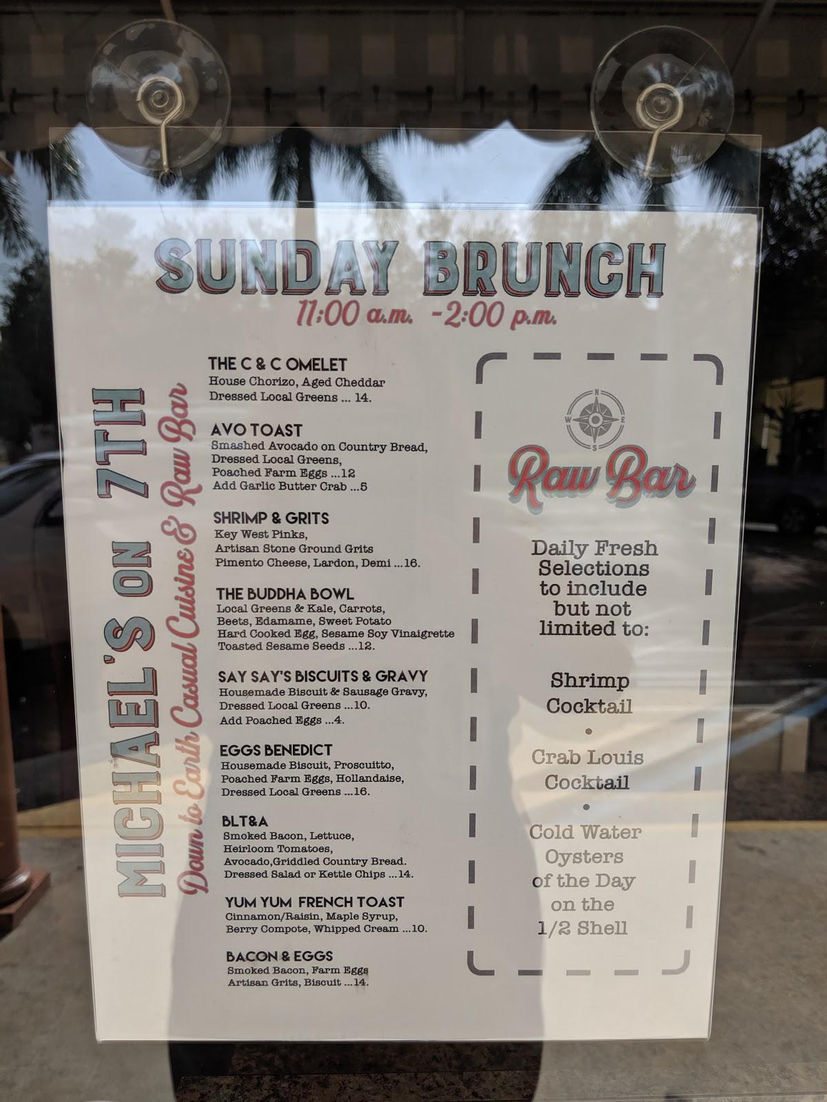 Menu at Michael's on 7th restaurant, Vero Beach