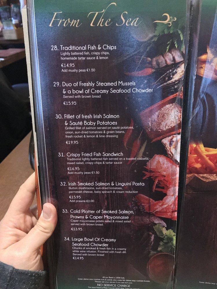 Menu at The Old Mill pub & bar, Dublin, 14 Temple Bar Square