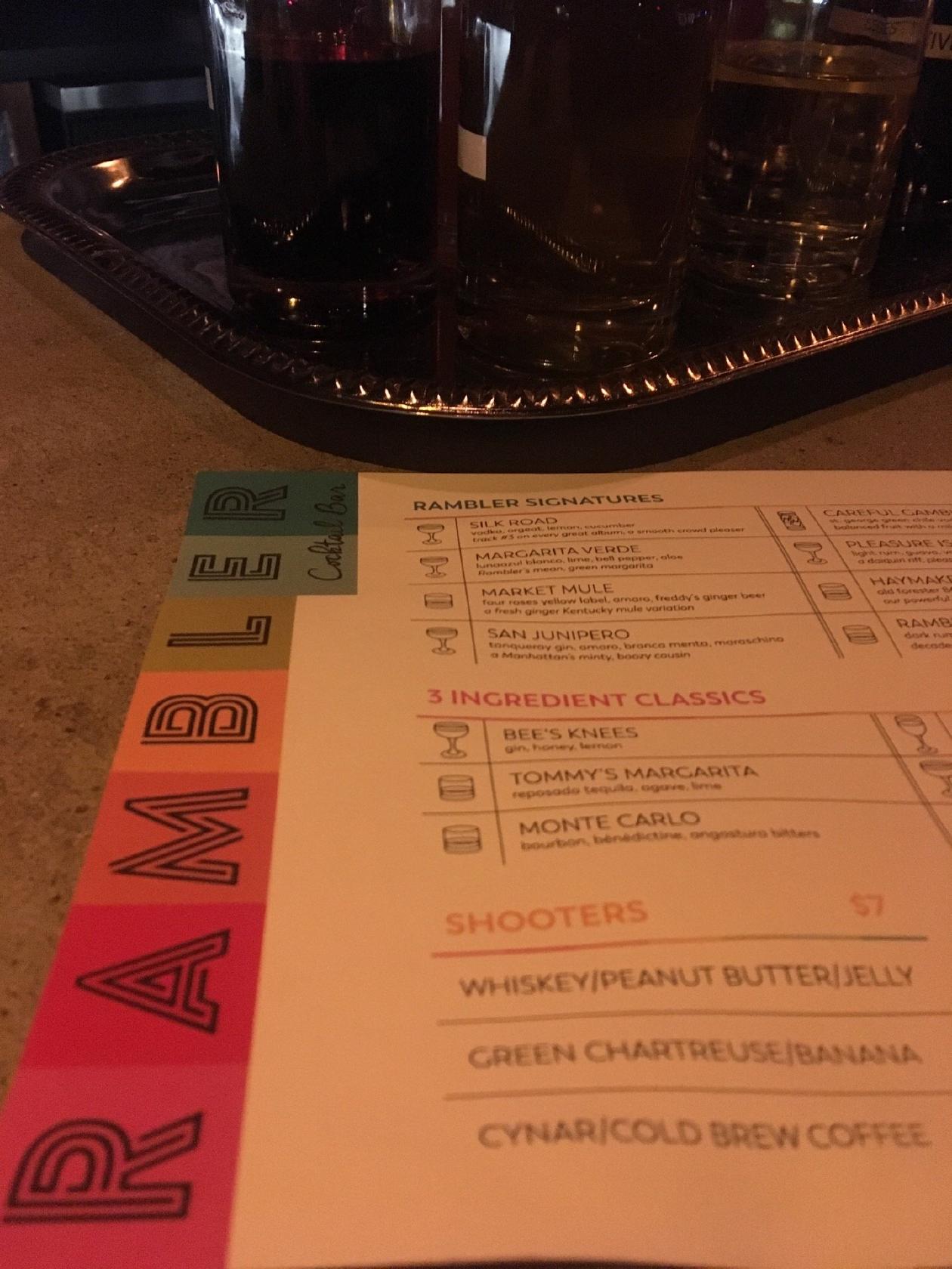 Menu at Rambler Event Venue pub & bar, Nashville