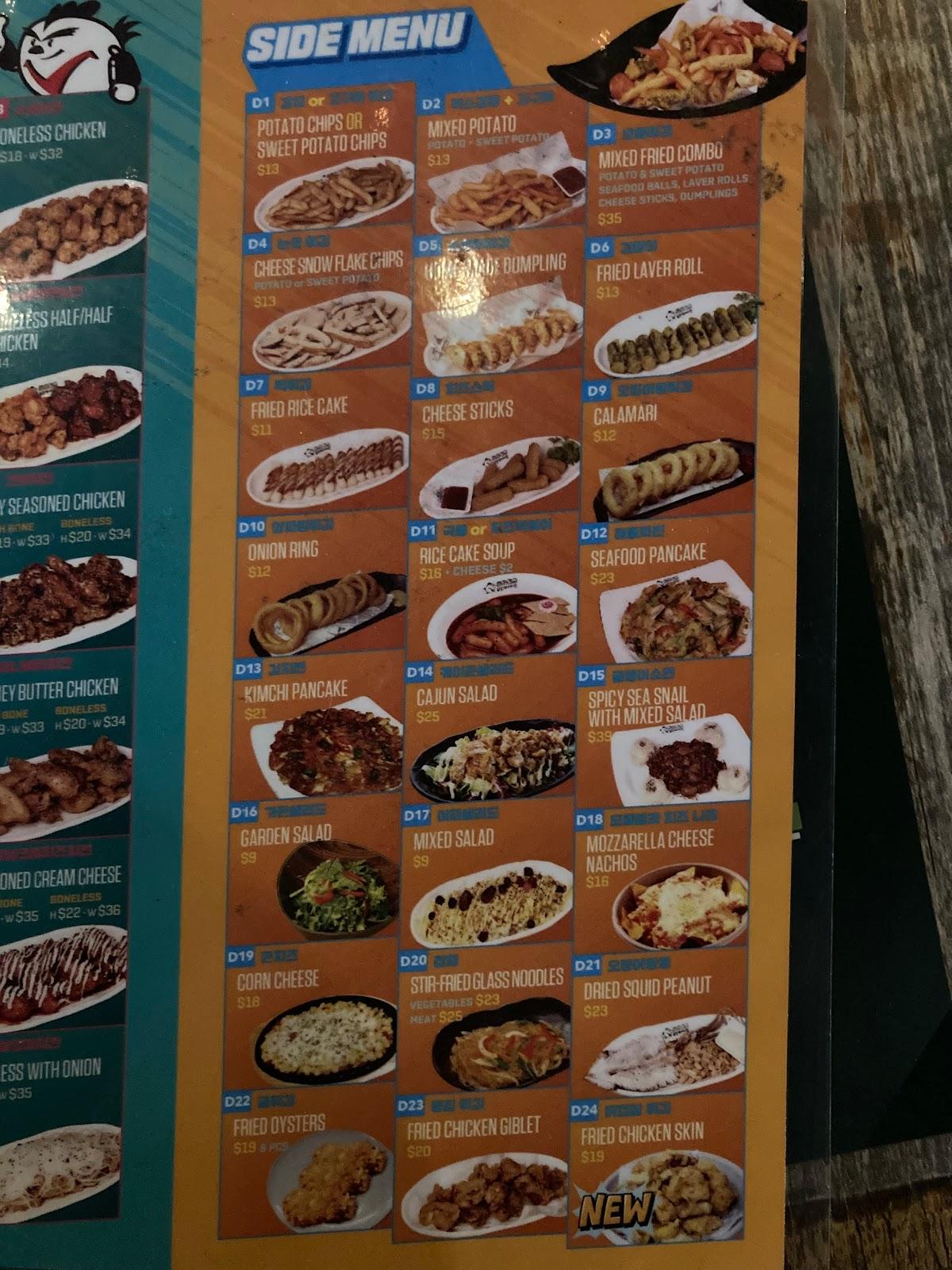 Menu at Squid Pocha × Chicken V restaurant, Haymarket
