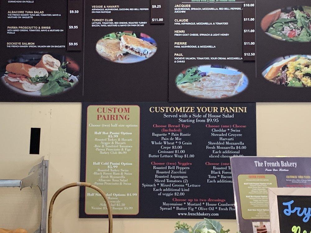 Menu at French Bakery, Kirkland