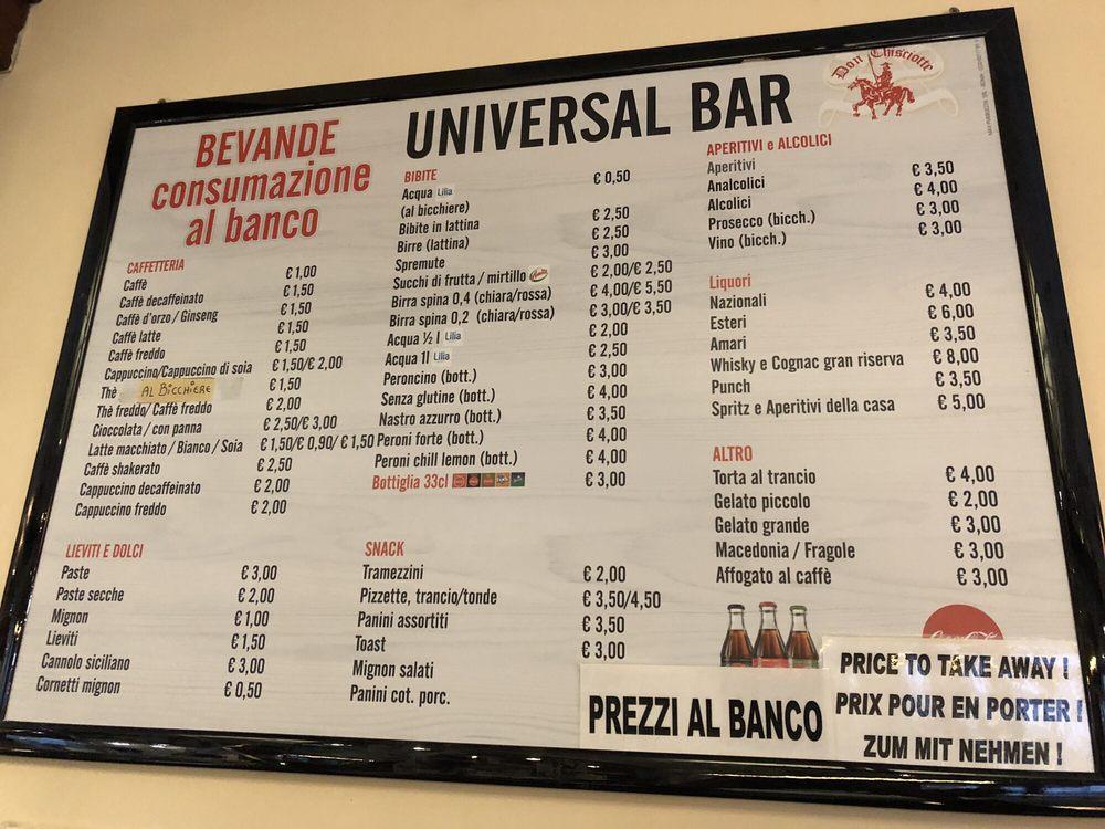 Carta de Universal Bar Pizzeria, Roma