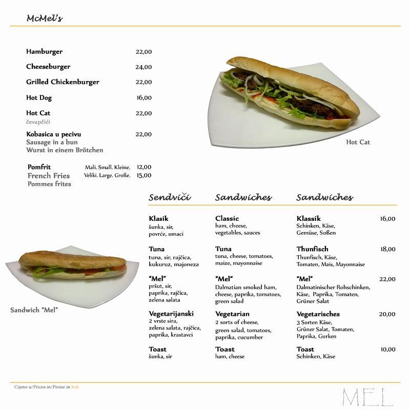 Menu at Beach Bar DEL MAR, Rab, Croatia - Rab - Kampor