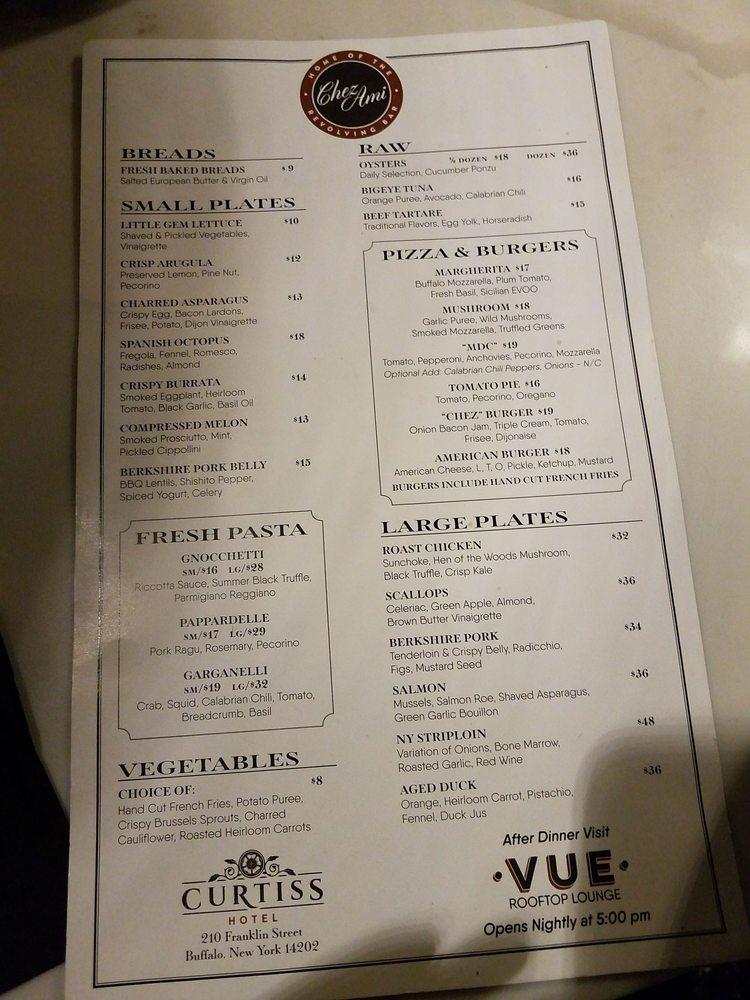 Menu at Chez Ami Restaurant, Buffalo