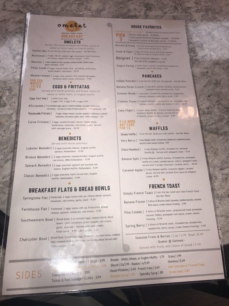 Menu at Omelet Bar, Orlando