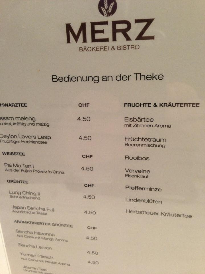 Menu at Bäckerei-Konditorei Merz, Lucerne