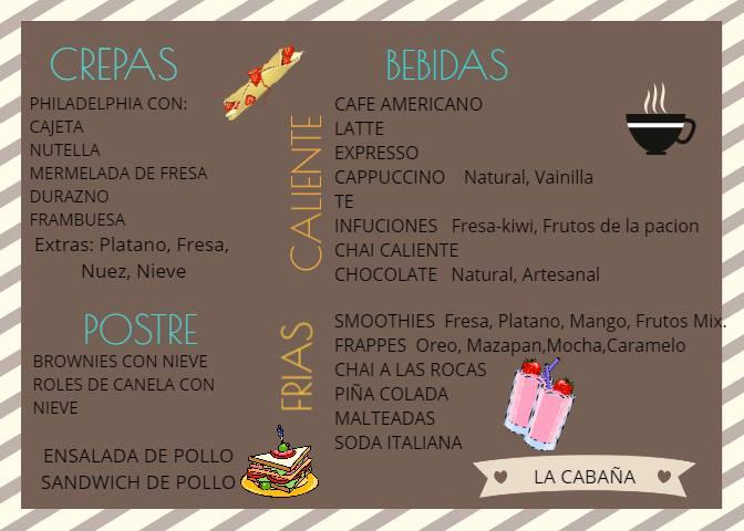 Menu at Cafe Y Crepas La Cabaña, Tijuana