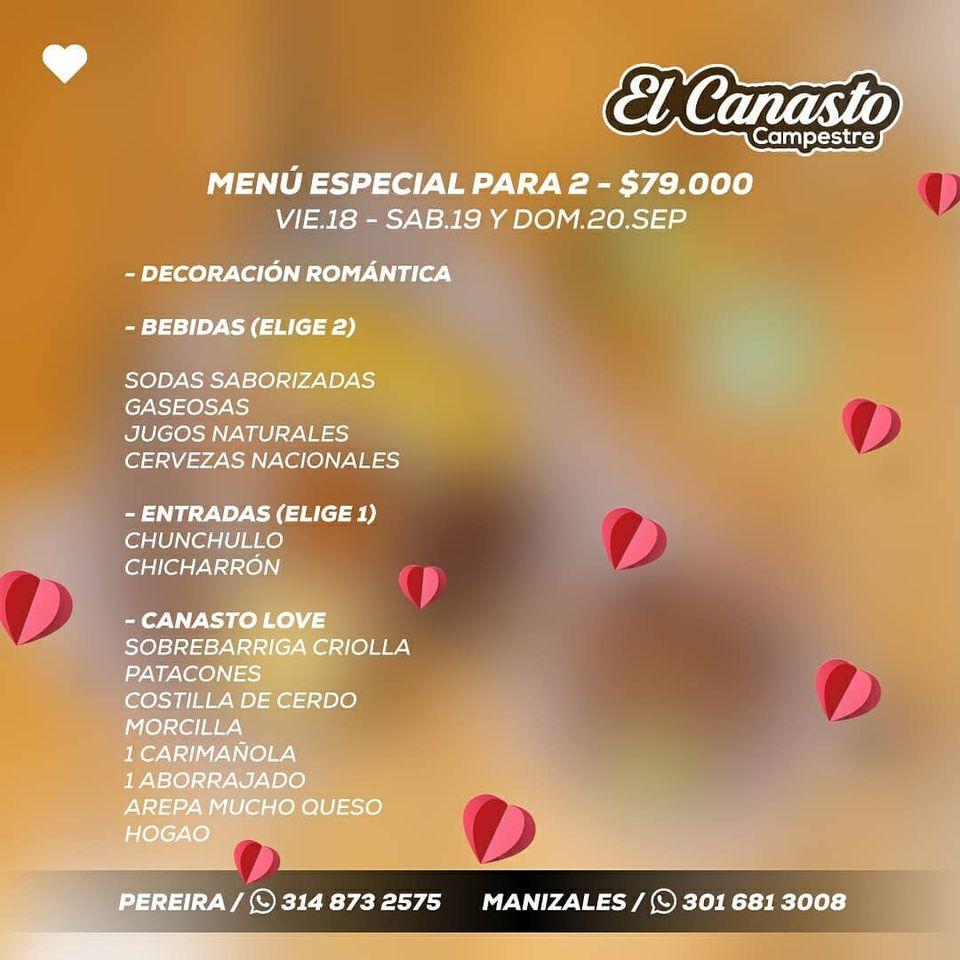 Menu at El Canasto Campestre restaurant, LA ESPERANZA, Entrada 9 Vía ...