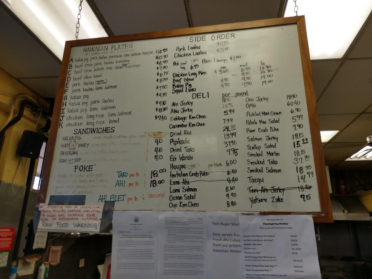 Menu at Fort Ruger Market restaurant, Honolulu