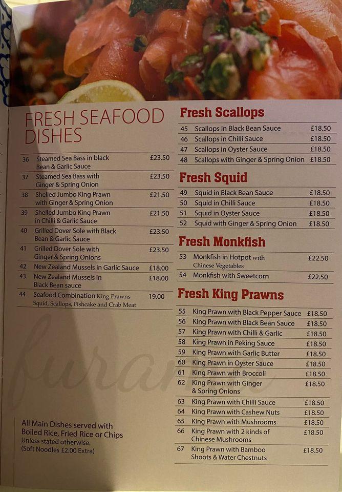 Menu at Furama Cantonese Restaurant, Antrim